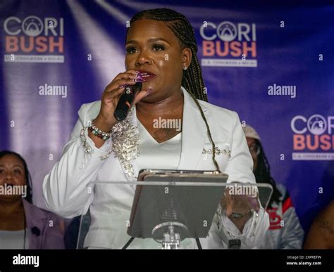 St Louis Missouri Usa 6th Aug 2024 Rep Cori Bush D Mo Thanks