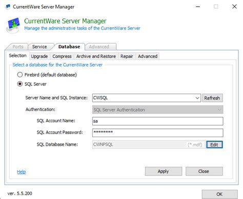 how do i connect currentware to my sql server
