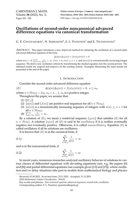 Pdf Oscillations Of Second Order Noncanonical Advanced Difference Equations Via Canonical