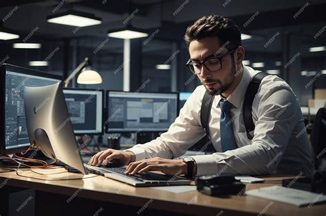 Premium Ai Image Engineer Working On A Computer In Office Engineering And Architecture Concept