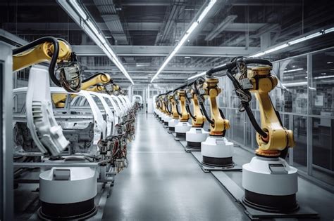 Premium Ai Image Automated Robot Arm Assembly Line Producing High