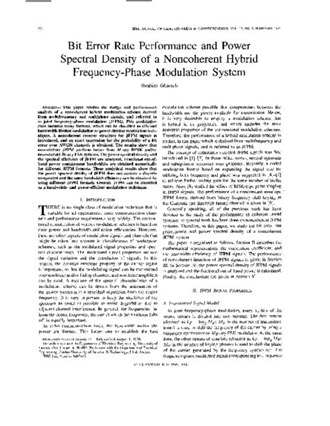 Pdf Bit Error Rate Performance And Power Spectral Density Of A Noncoherent Hybrid Frequency