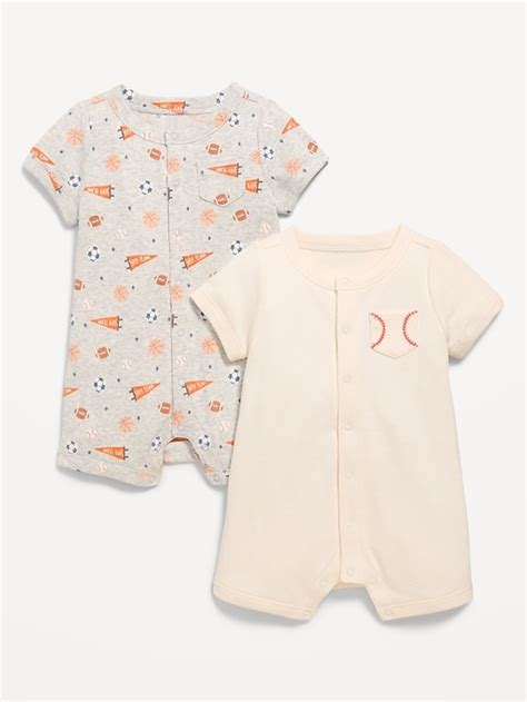 Barboteuse Côtelée à Poche Et à Manches Courtes Pour Bébé Paquet De 2