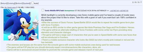 Brand New Sonic Mobile Leak Suggests Its A Alternative Telling Of Frontiers R Sonicfrontiers