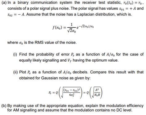solved a in a binary communication system the receiver
