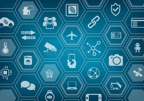 Internet Of Things IOT Blue Background With Polygon Shapes Stock Vector Illustration Of
