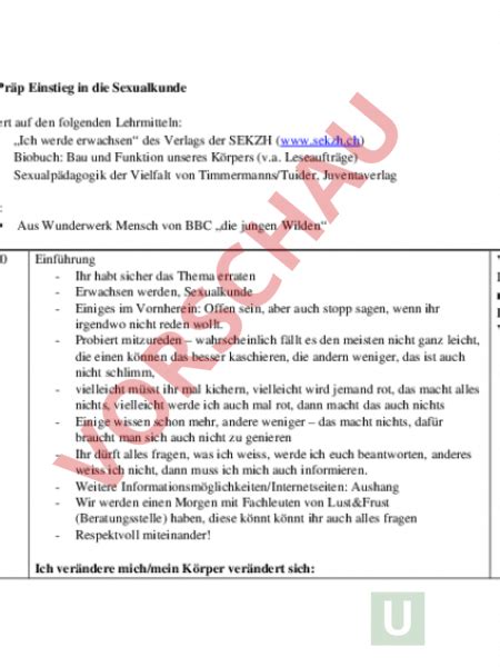 Arbeitsblatt Einstieg Sexualkunde Biologie Fortpflanzung Entwicklung