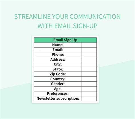 Streamline Your Communication With Email Sign Up Excel Template And