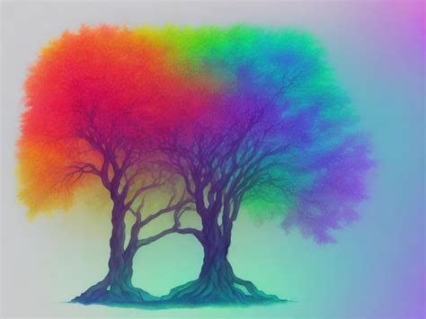 Premium Ai Image A Tree In Middle With Gradient Background