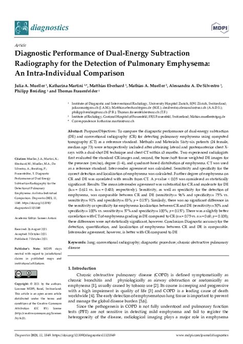 Pdf Diagnostic Performance Of Dual Energy Subtraction Radiography For The Detection Of