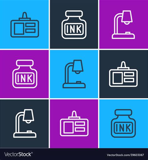 Set Line Identification Badge Table Lamp Vector Image
