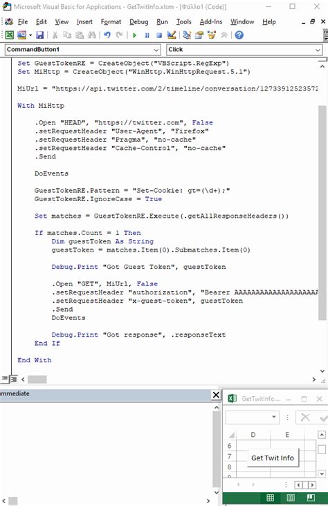 excel trying to get responsetext from a get request in twitter