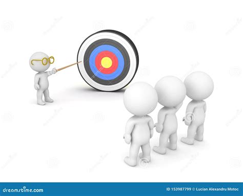 3d rendering of character showing target to other characters stock