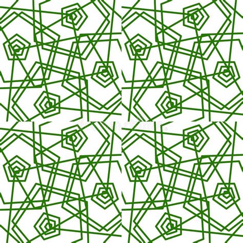 Interlocking Green Geometric Lines Form A Complex Pattern Against A White Background Stock