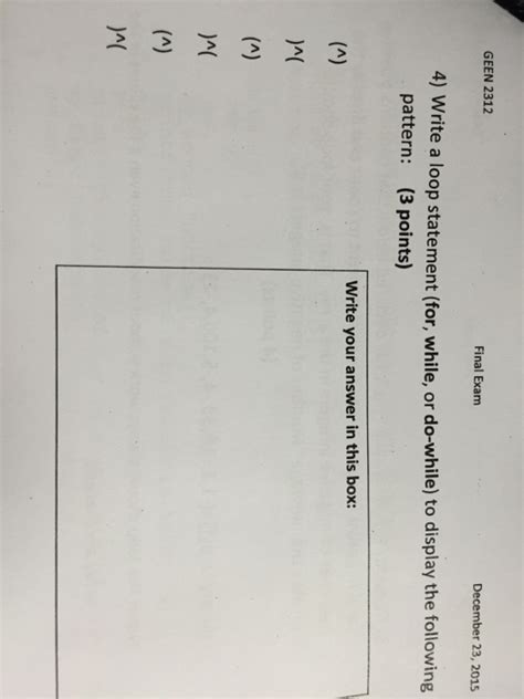 Solved Write A Loop Statement For While Or Do While To Chegg
