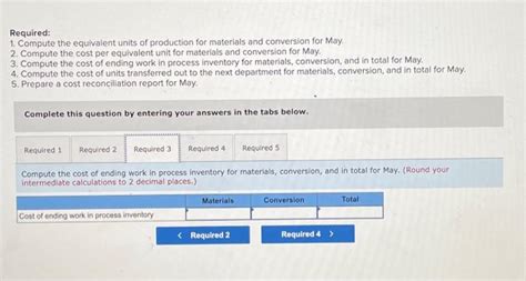 Solved Required Compute The Equivalent Units Of Chegg Com
