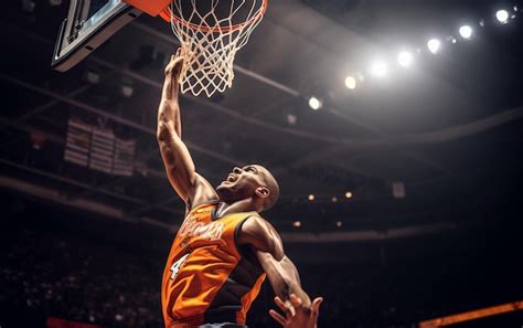 Premium Ai Image Basketball Action Scoring The Slam Dunk Generative By Ai