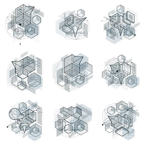 Premium Vector Abstract Vector Backgrounds With Isometric Lines And Shapes Cubes Hexagons