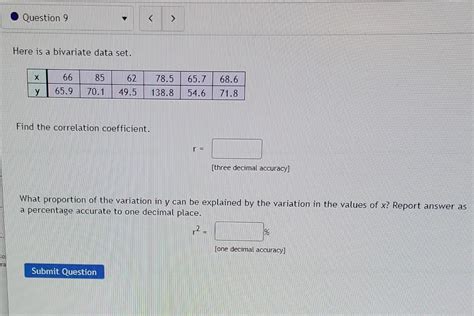 Solved Here Is A Bivariate Data Set Find The Correlation Chegg