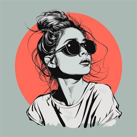 Premium Vector Portrait Of A Beautiful Girl In Sunglasses Fashion