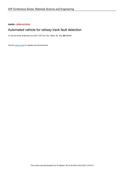 Pdf Automated Vehicle For Railway Track Fault Detection