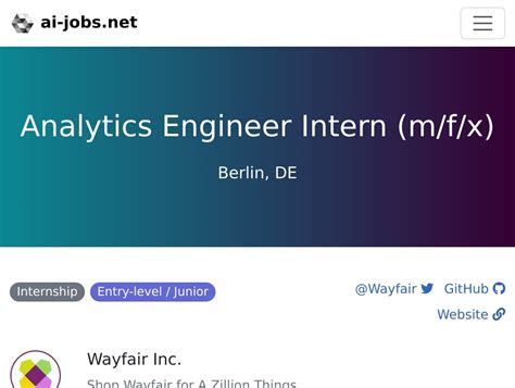 Hiring Internship Analytics Engineer Intern Mfx In Berlin De