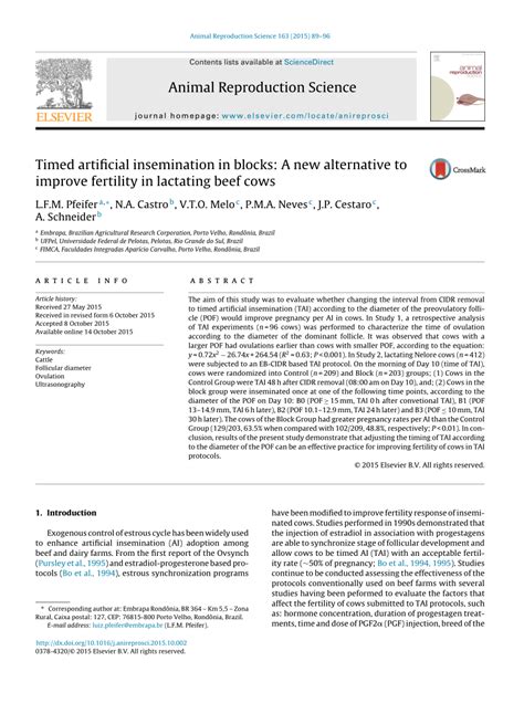 Pdf Timed Artificial Insemination In Blocks A New Alternative To