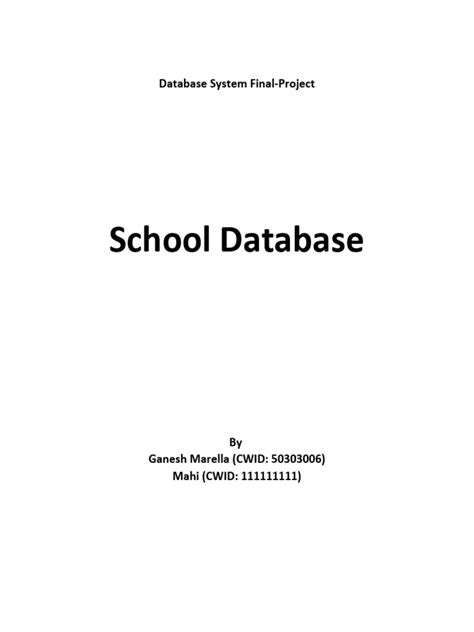 Database System Final Project Pdf Databases Relational Database
