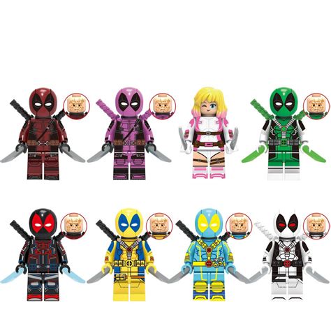 Greenpool Gwenpool Yellow Deadpool Blue Deadpool Minifigures Lego Compatible Deadpool Sets