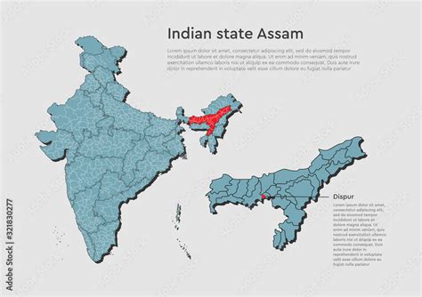 India Country Map Assam State Template Infographic Stock Vector Adobe Stock