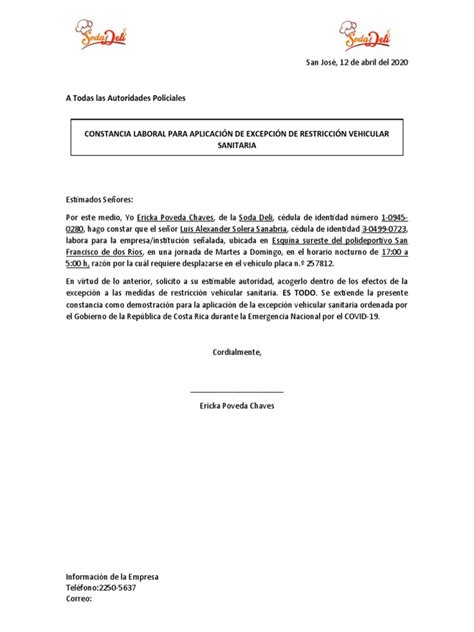 Formato Carta Restricción Pdf