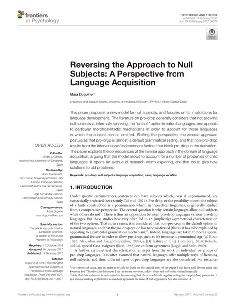 pdf reversing the approach to null subjects a perspective from