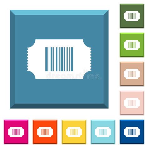 Ticket With Barcode Flat White Icons On Round Color Backgrounds Stock Vector Illustration Of