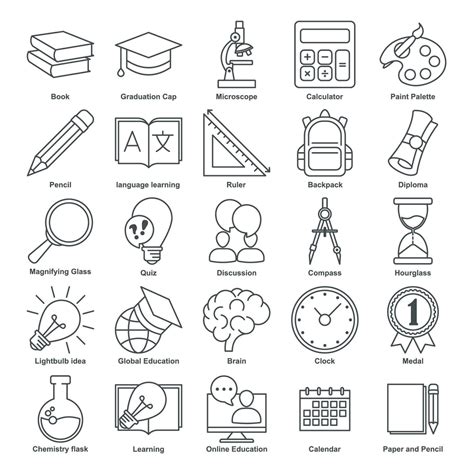 E Learning Education Elements Flat Set Icon Symbol Template For Graphic And Web Design