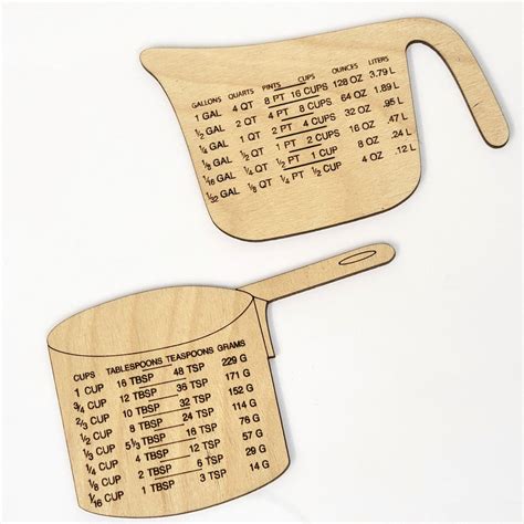 Measuring Cup Liquid Conversion Chart Magnet Glowforge Shop