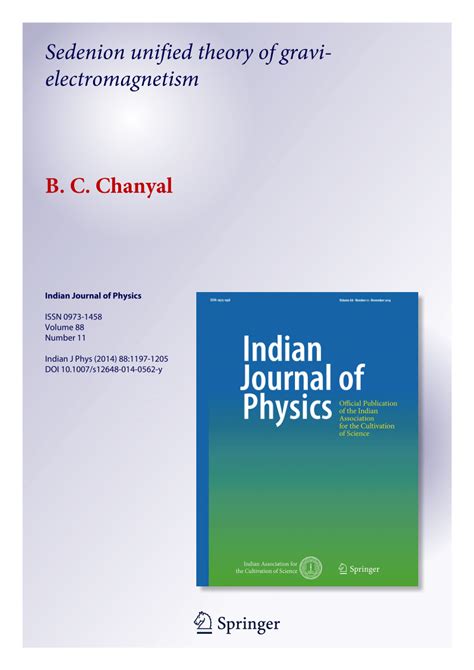 Pdf Sedenion Unified Theory Of Gravi Electromagnetism