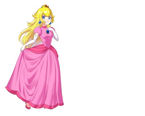 Aqua Eyes Blonde Hair Crown Dress Elbow Gloves Gloves Kanbutsu Himono Long Hair Princess Peach