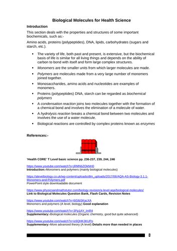 Biological Molecules Teaching Resources