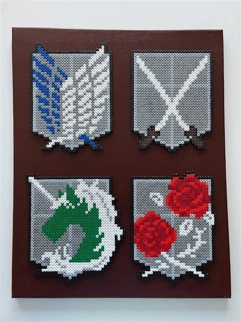 Pixel Art Perles A Repasser Tableau Des Enblemes De Lattaque Des