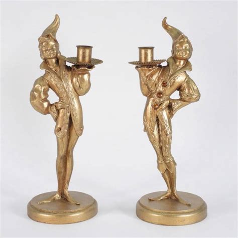 Pr Carved Wood Figural Pixie Candlesticks Auction