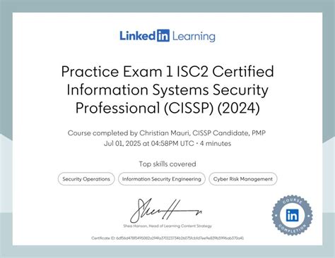 Just Finished The Course “practice Exam 1 Isc2 Certified Information