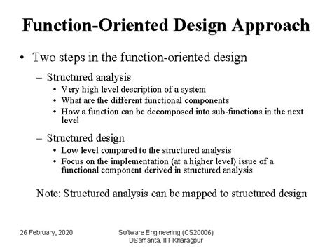 Software Engineering Cs 20006 Lecture 13 Functionoriented Design