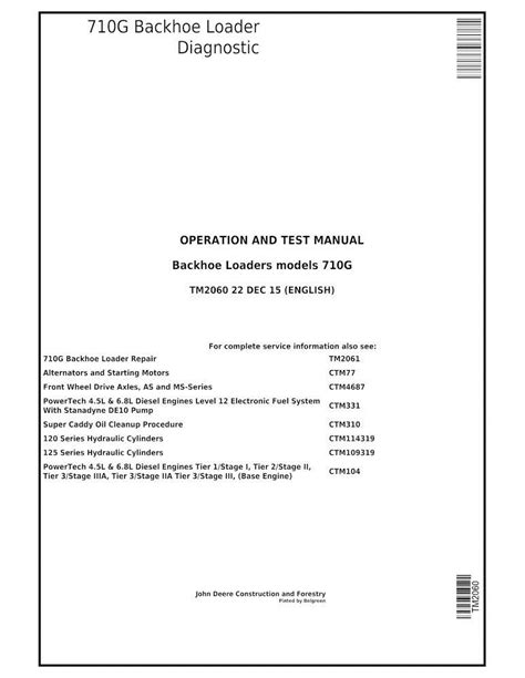 John Deere 710g Backhoe Loader Pdf Operation And Test Technical Manual