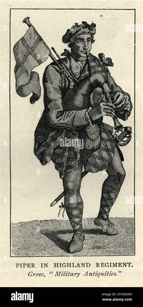 Piper Playing Bagpipes Soldier Highland Regiment British Army 18th