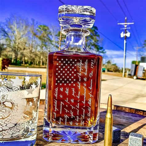 Second Amendment American Flag Whiskey Decanter Or Set Fathers Day