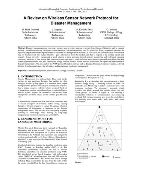 A Review On Wireless Sensor Network Protocol For Disaster Management Pdf Internet Of Things