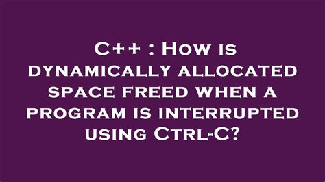 C How Is Dynamically Allocated Space Freed When A Program Is