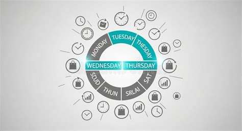 Minimalist Circular Calendar Graphic With Weekday Icons And Labels