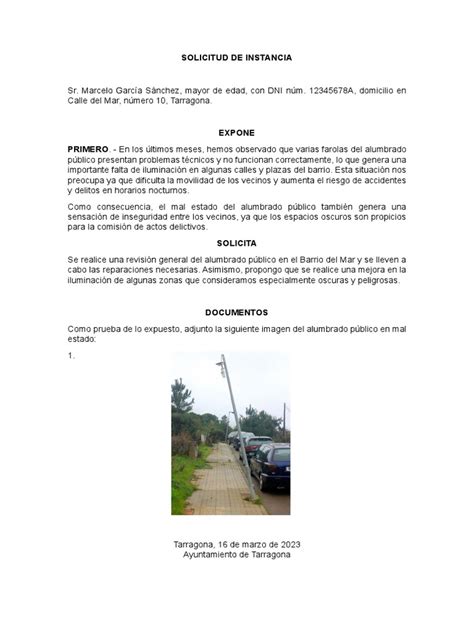 Solicitud De Instancia Pdf