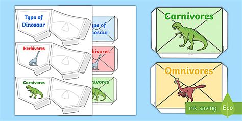 Black And White Dinosaur Herbivores And Carnivores Sorting Pouches